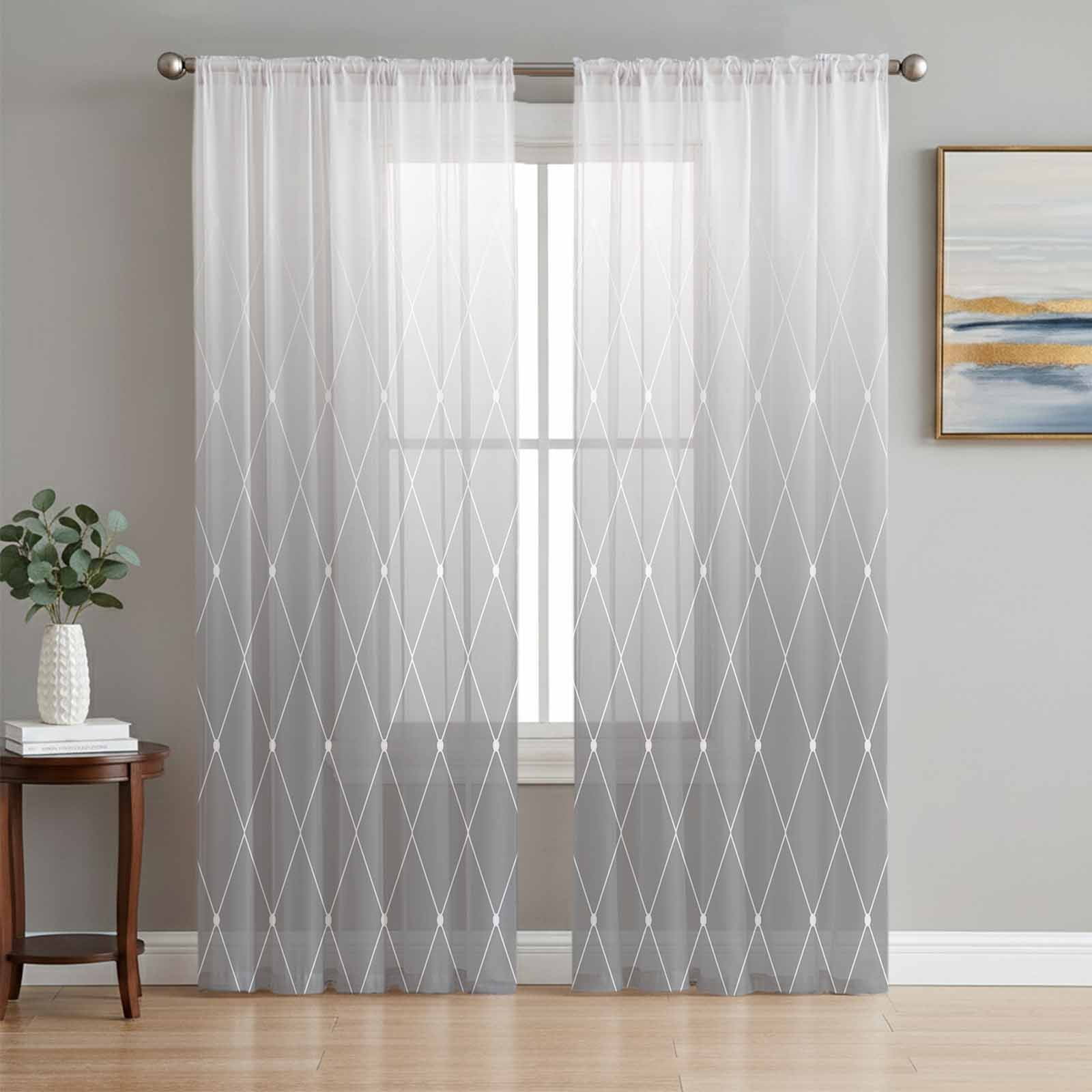 Gray Ombre Semi Sheer Curtains 96 Inch Length 2 Panels Set, Modern ...