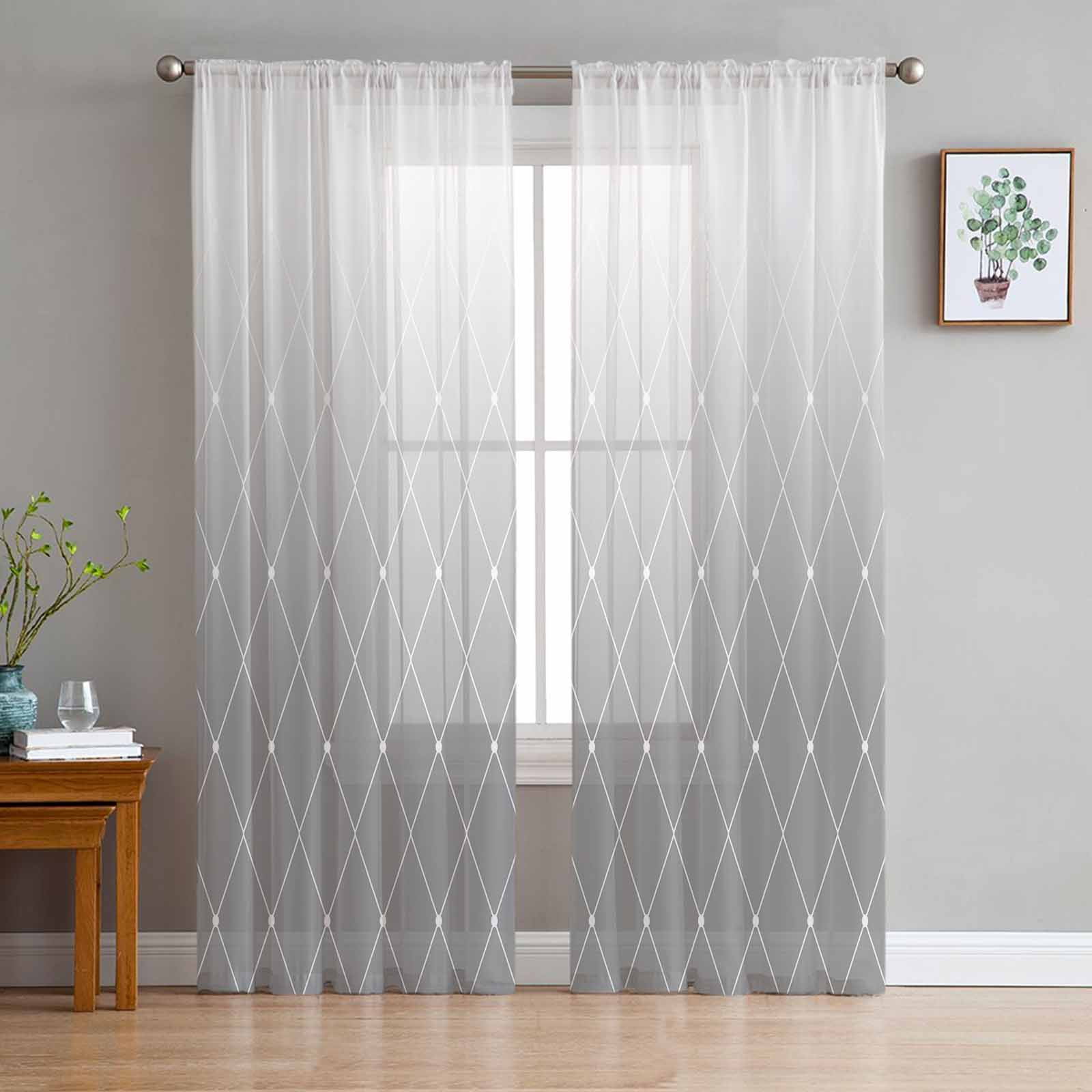 Gray Ombre Sheer Curtains 72 Inches Long 2 Panels Set, Window Sheer ...