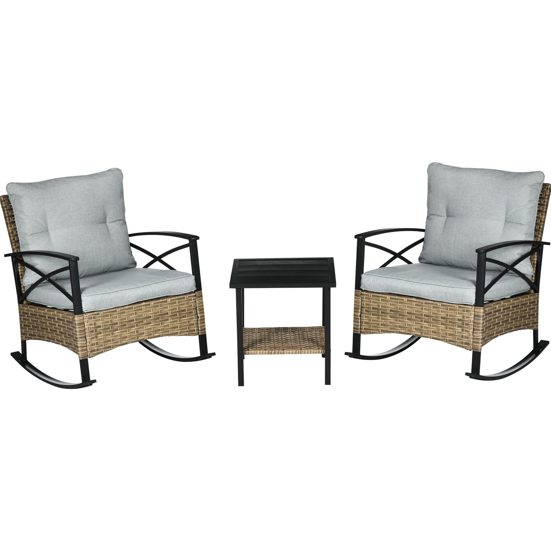 Gray Outdoor Rocking Chair Ensemble | Deep Seating & Comfy Armrests ...
