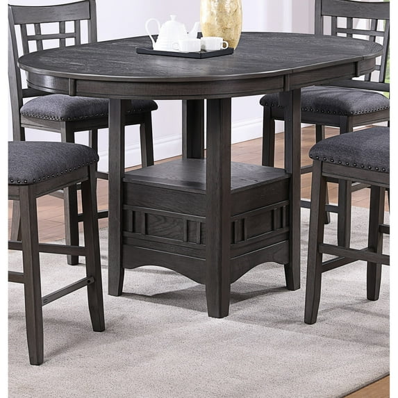 Gray Oval Dining Table with Built - in Leaf | Perfect for Intimate ...