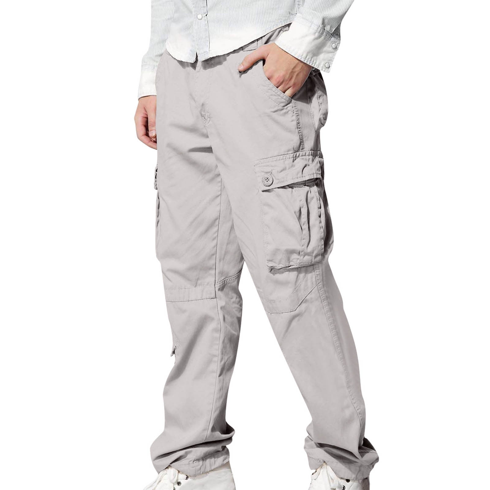 Gray Overall Straight Leg Plain Long Leg Wild Cargo Sport Athletic ...