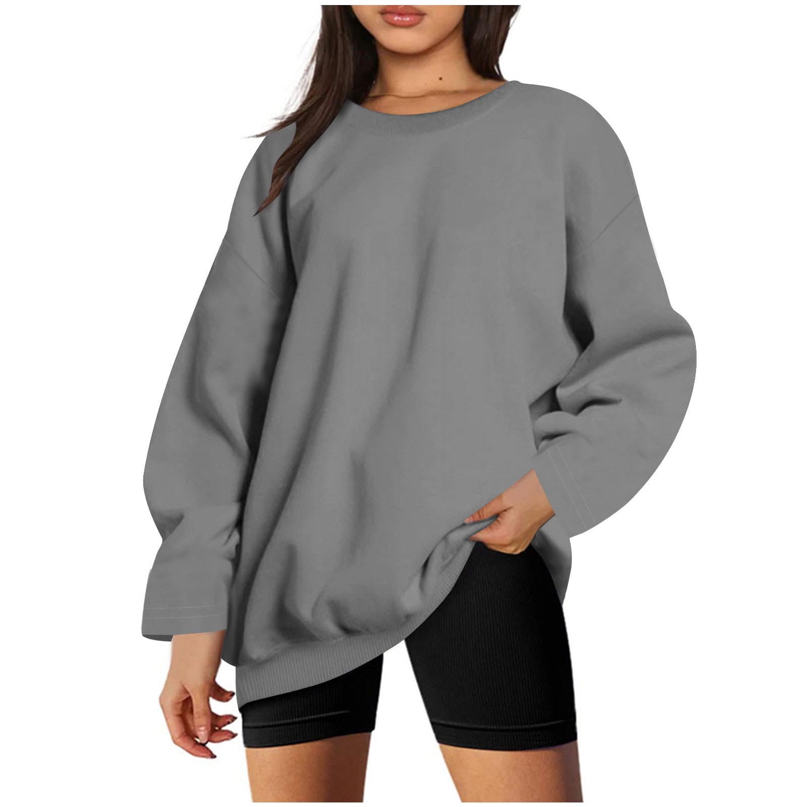 Gray Oversized Outfit for Women Fall Winter Long Sleeve Boat Neck ...
