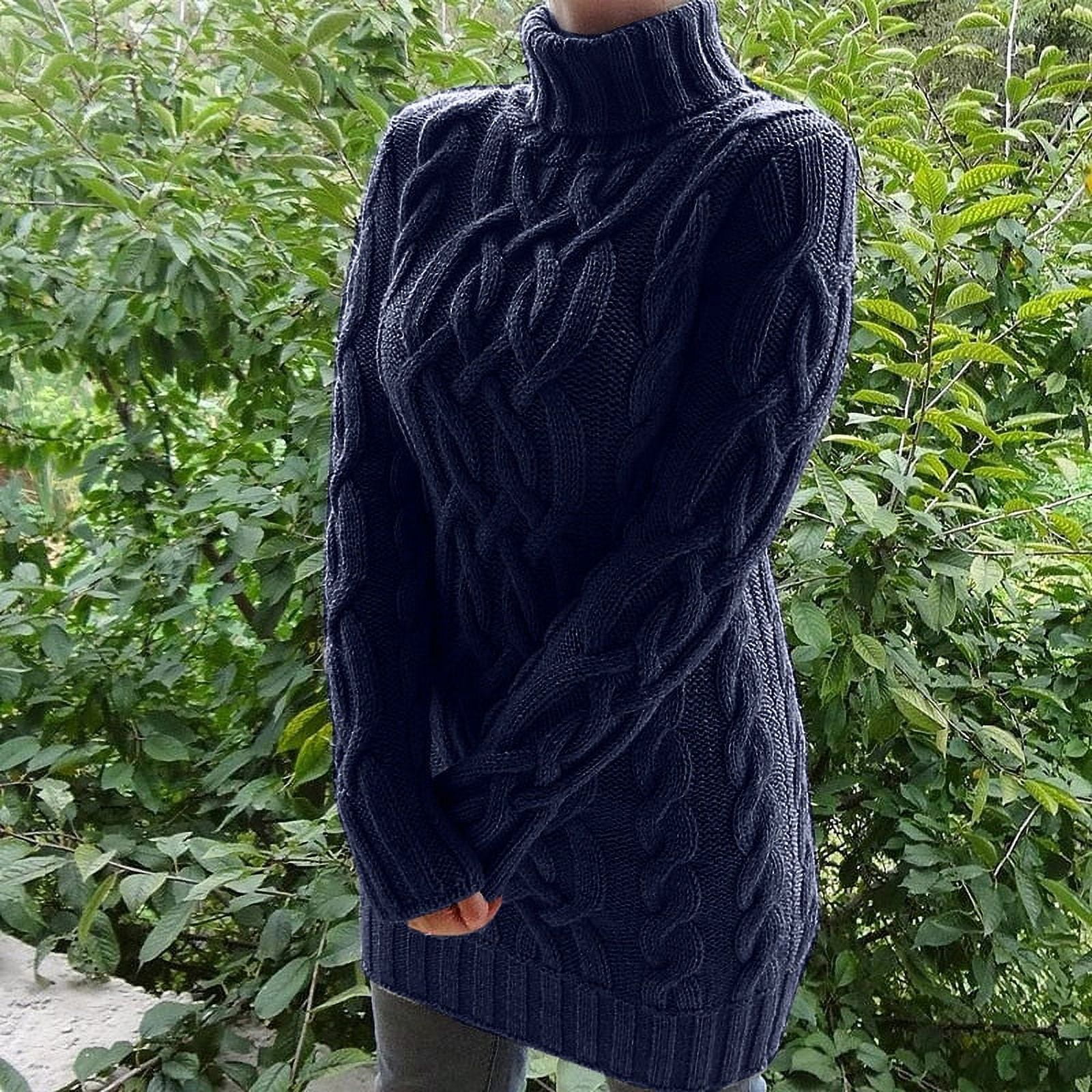 Gray Oversized Turtleneck Sweater Dress Women Warm Autumn and Winter ...