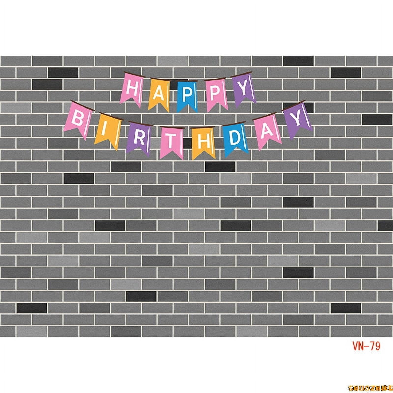 Gray PInk Brick Wall Happy Birthday Photography Backdrops Props Texture ...