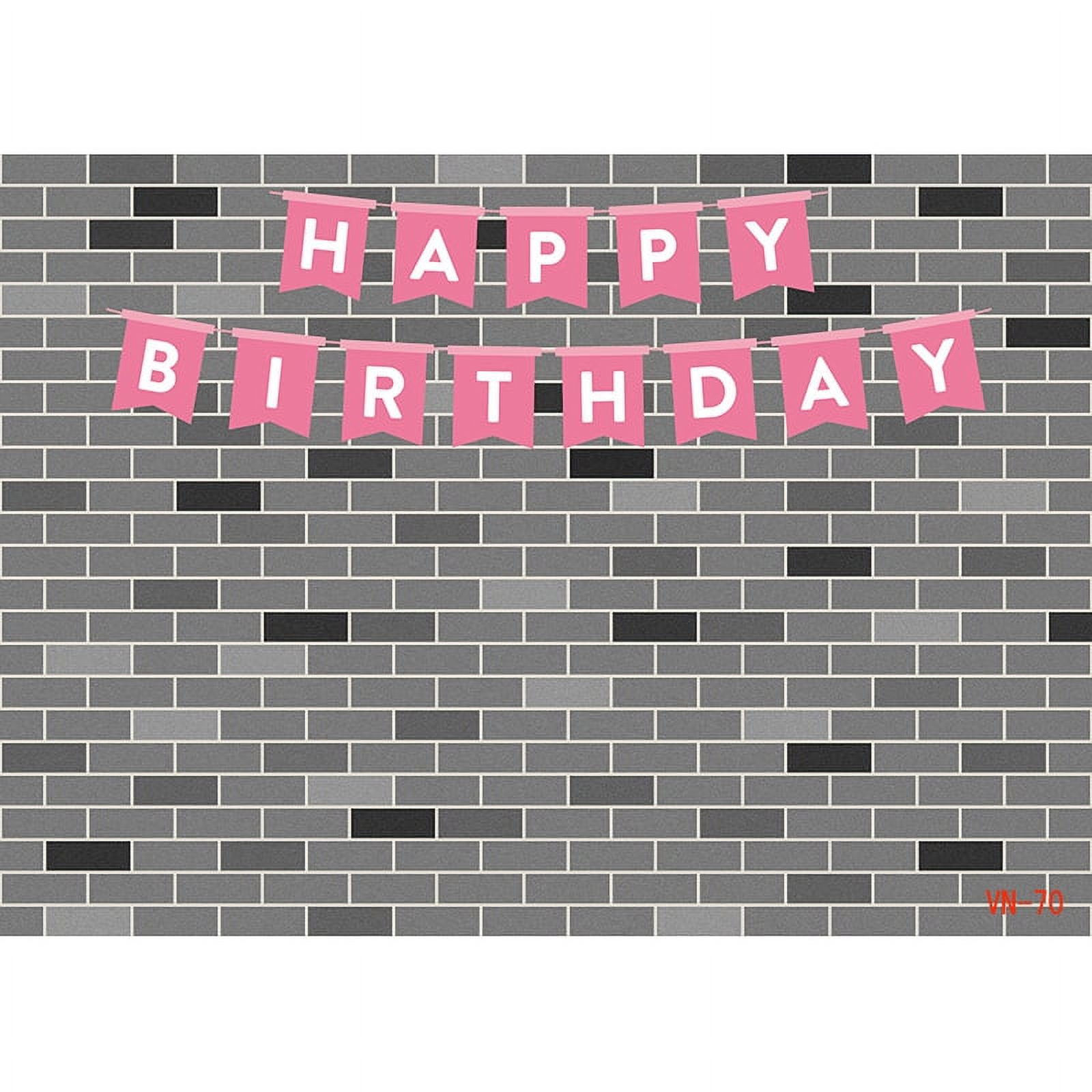 Gray PInk Brick Wall Happy Birthday Photography Backdrops Props Texture ...