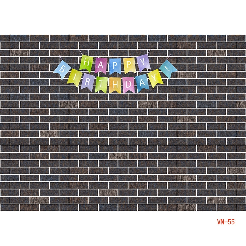 Gray PInk Brick Wall Happy Birthday Photography Backdrops Props Texture ...