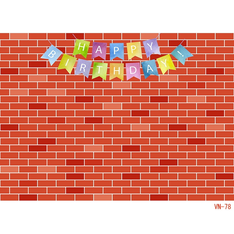 Gray PInk Brick Wall Happy Birthday Photography Backdrops Props Texture ...