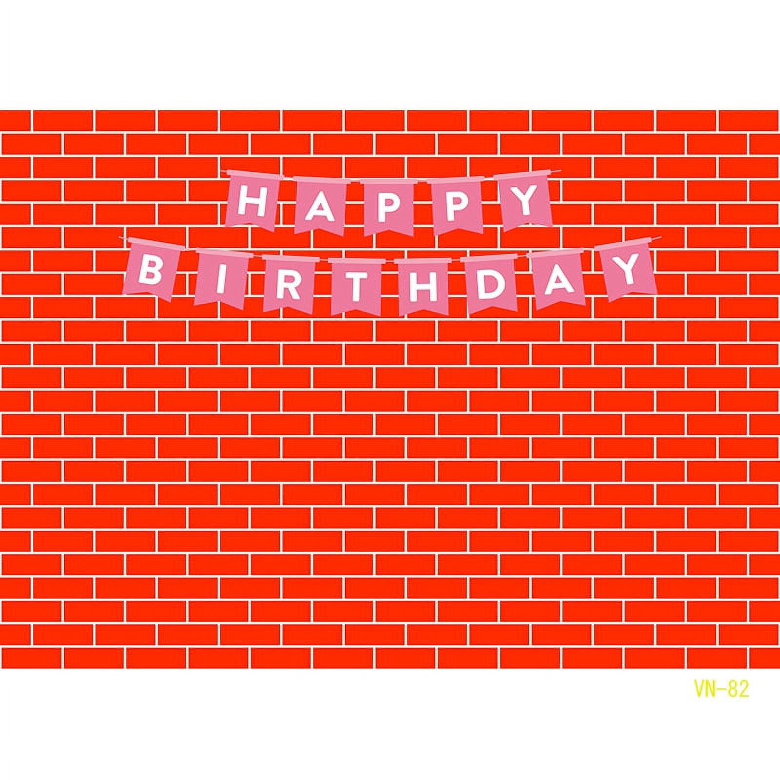 Gray PInk Brick Wall Happy Birthday Photography Backdrops Props Texture ...