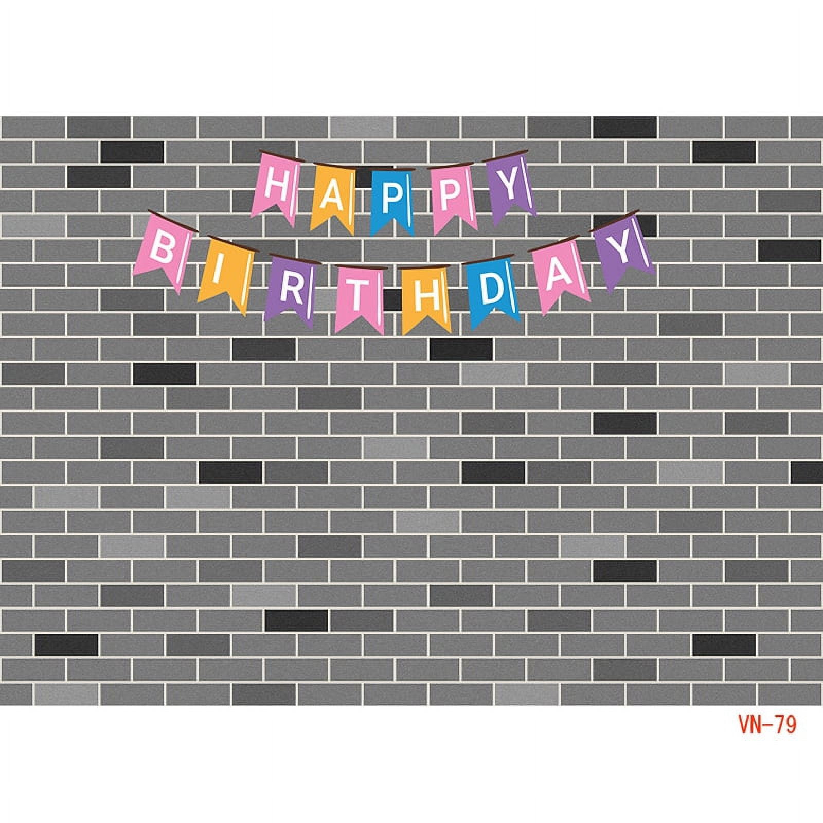 Gray PInk Brick Wall Happy Birthday Photography Backdrops Props Texture ...
