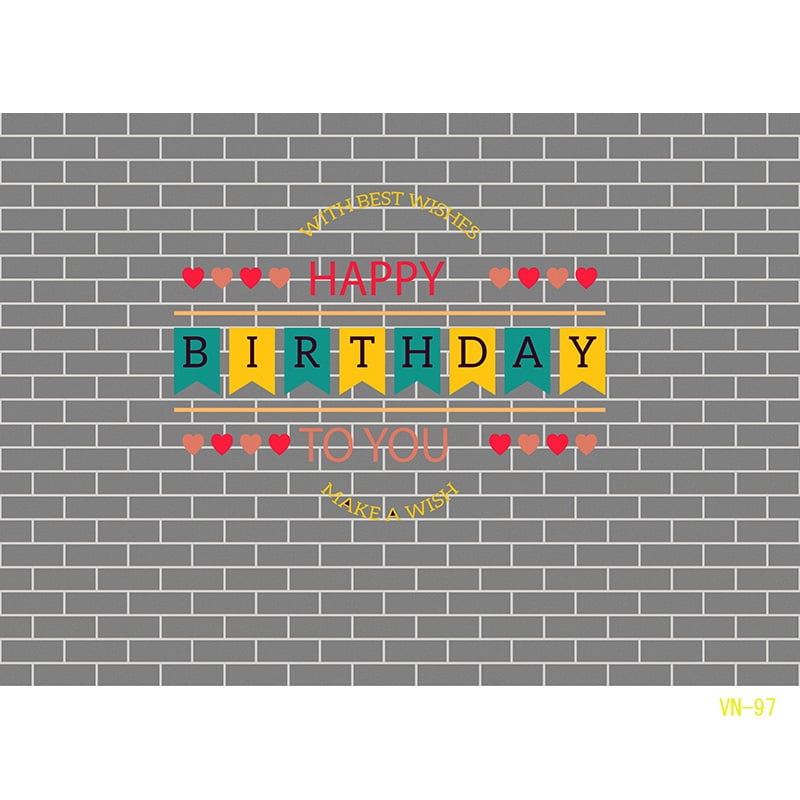 Gray PInk Brick Wall Happy Birthday Photography Backdrops Props Texture ...