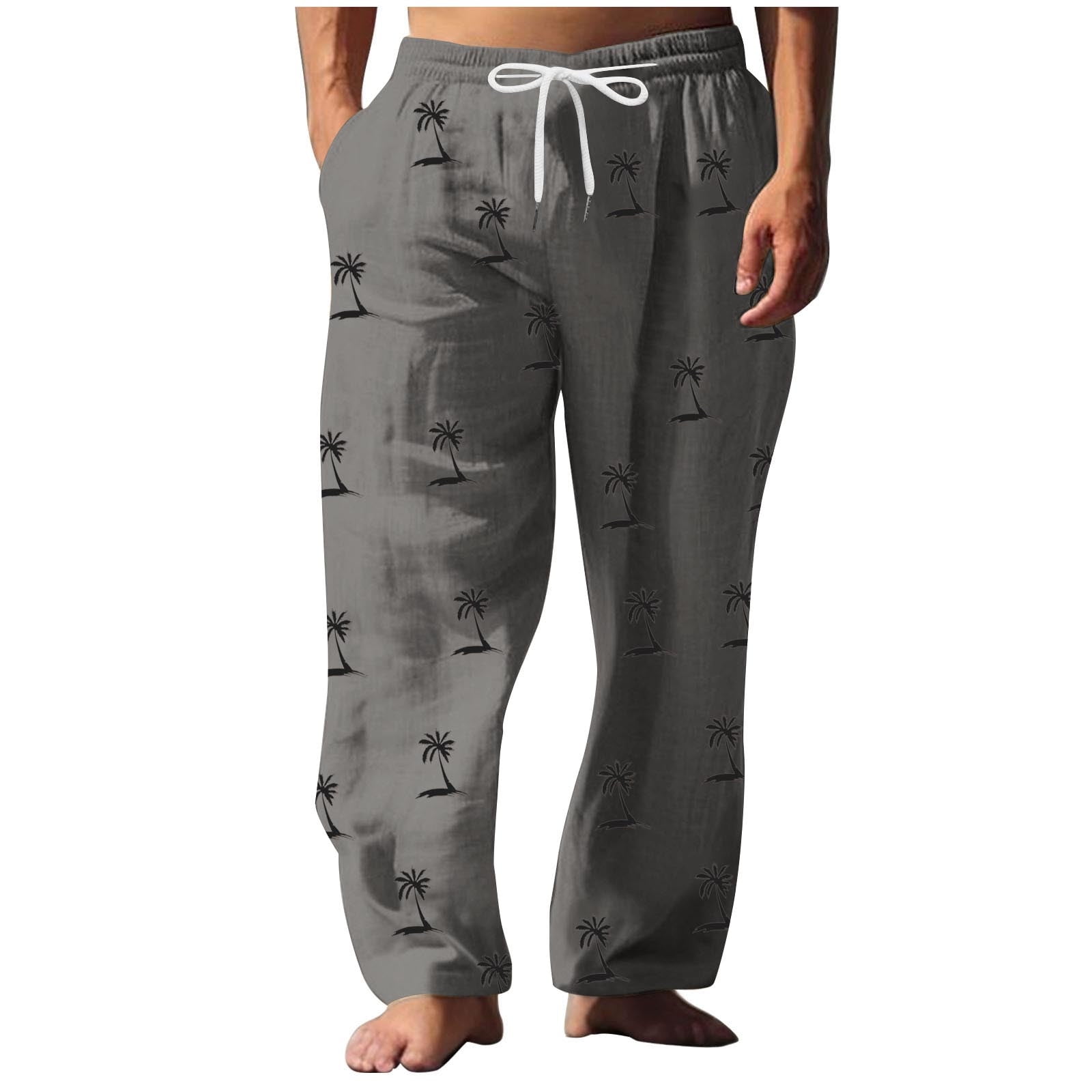 Gray PJ for Mens Loose Fit Beach Brunch Vintage Hawaiian Flare Bell ...