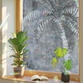 Gray Palm Tree Window Privacy Film, Summer Tropical Plant Botanical ...