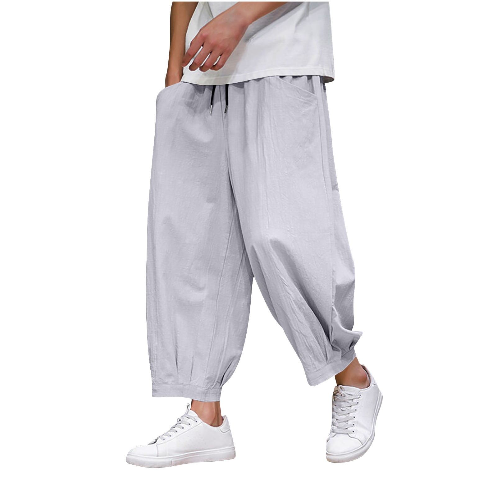 Gray Pants for Man Fall Summer Faux Gauze Linen Happy Vacation Gift ...