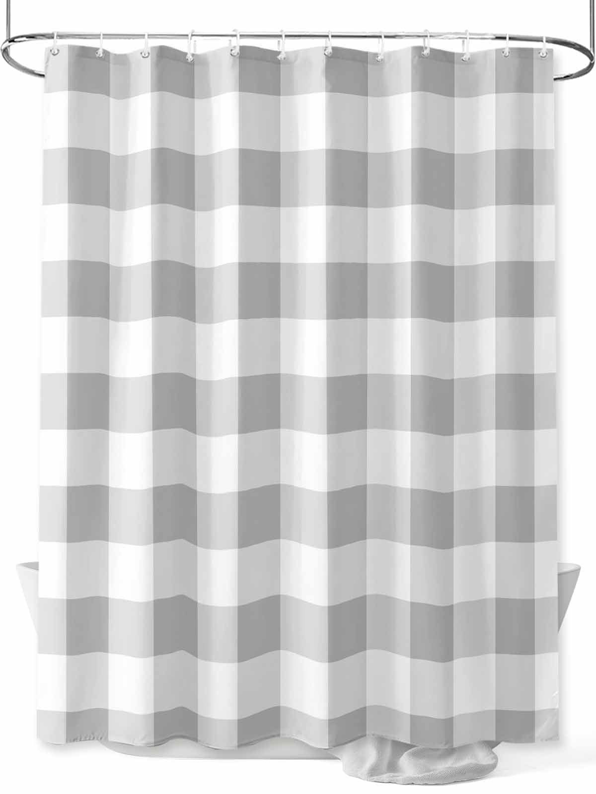 Gray Plaid Shower Curtain, Gray Gradient Line Geometric Waterproof ...