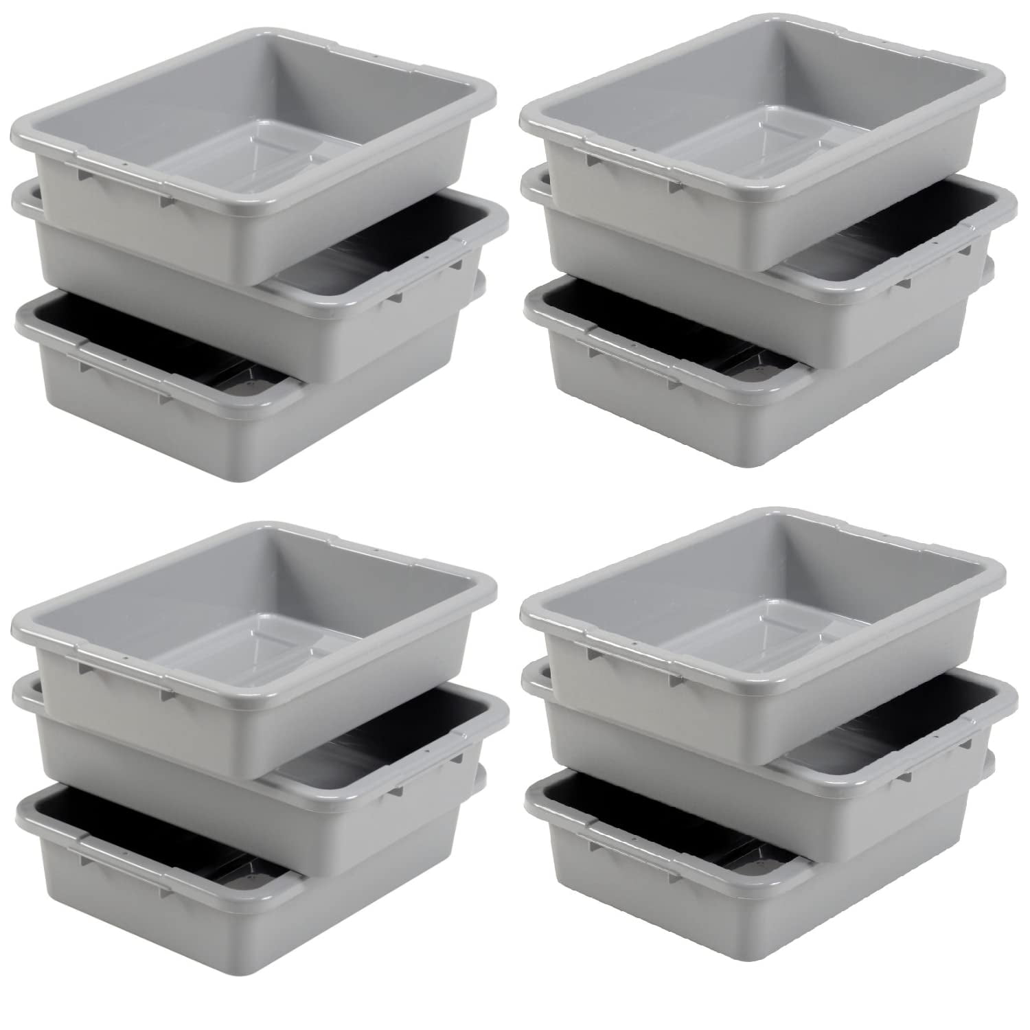 Gray Plastic Bus Tub (PACK OF12)Commercial Tote Box Cross Stack Nest ...