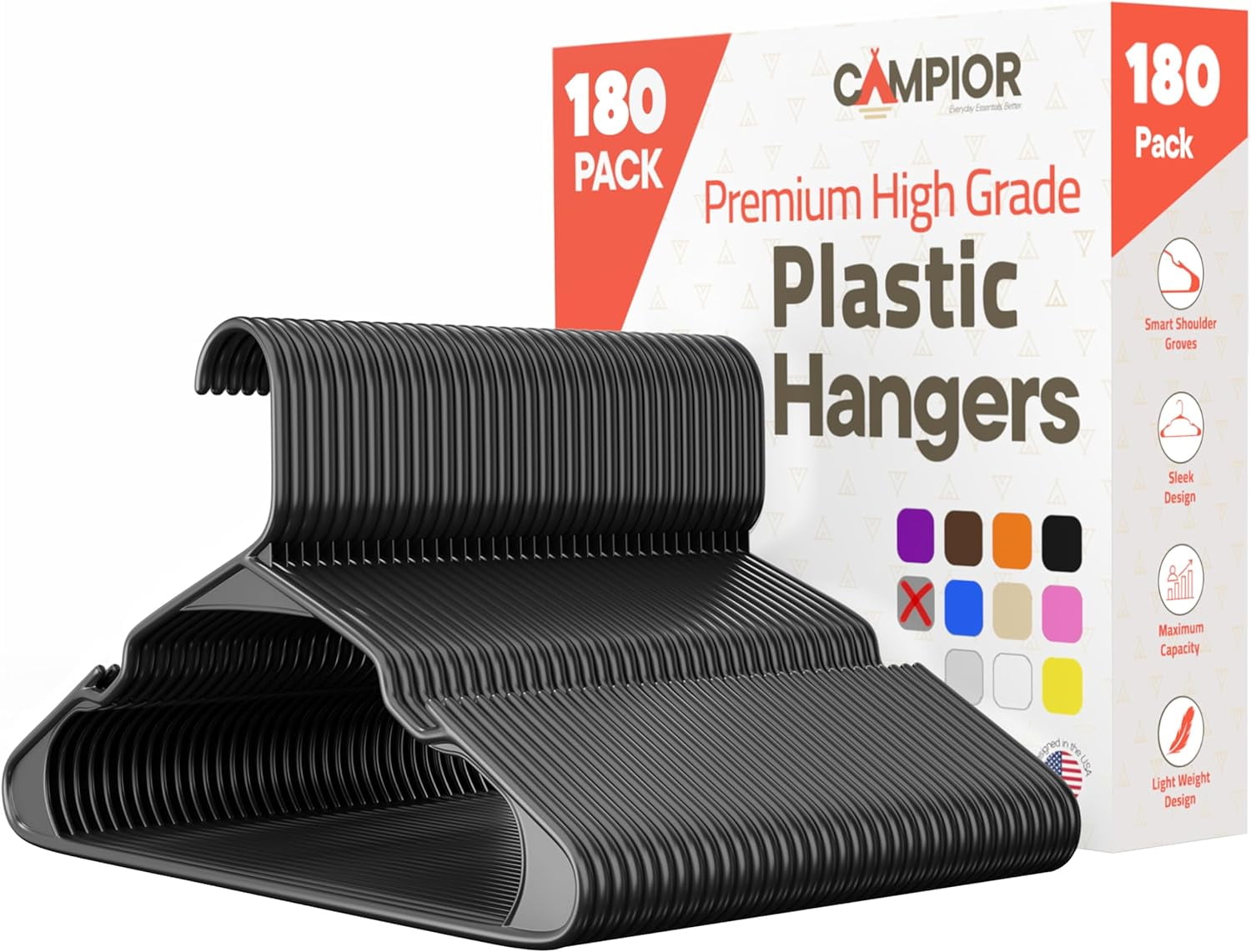 Gray Plastic hangers 180 Pack– Heavy-Duty Plastic Hangers Slim and ...