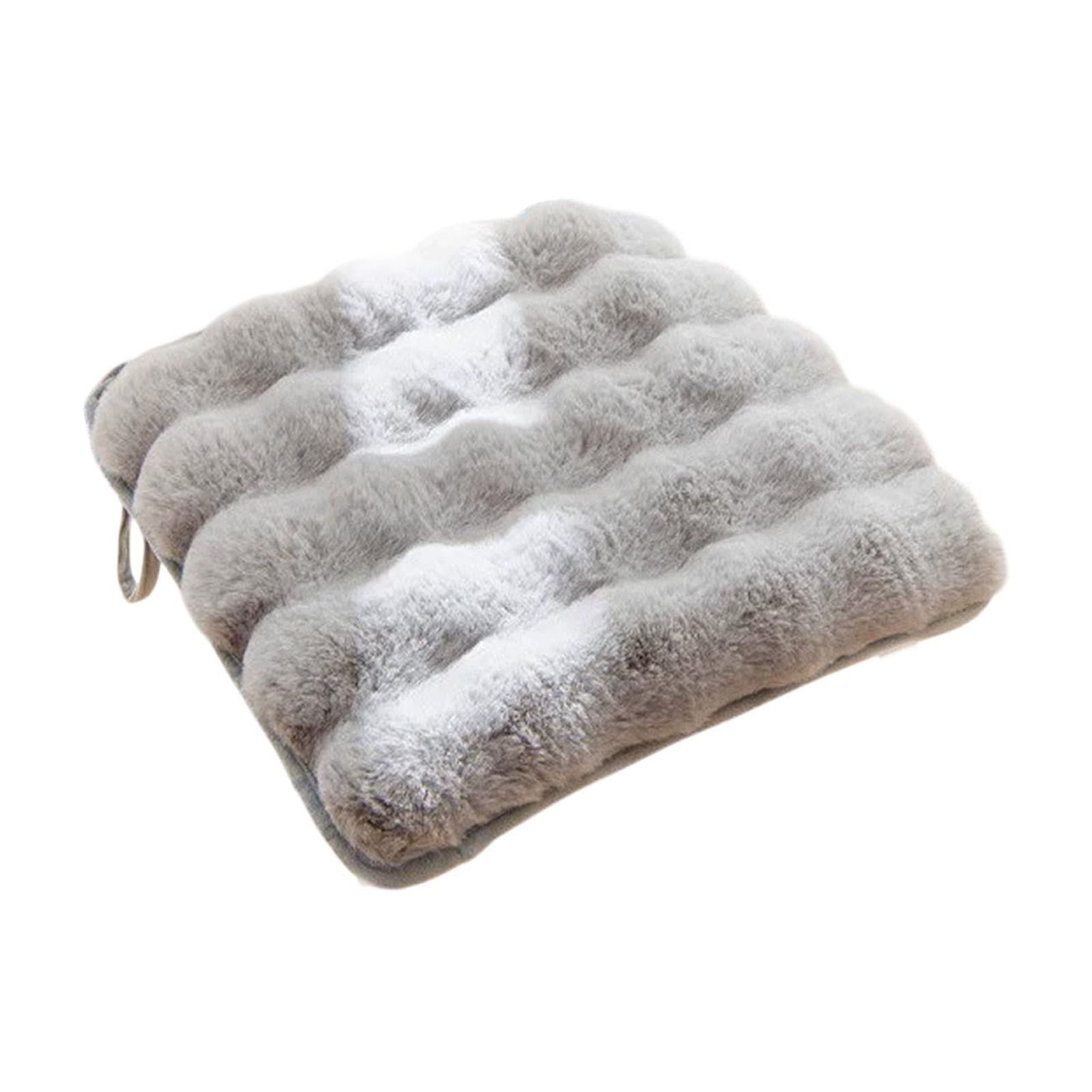 Gray Polyester Seat Cushion Faux Rabbit Fleece Insulated Warm Office ...