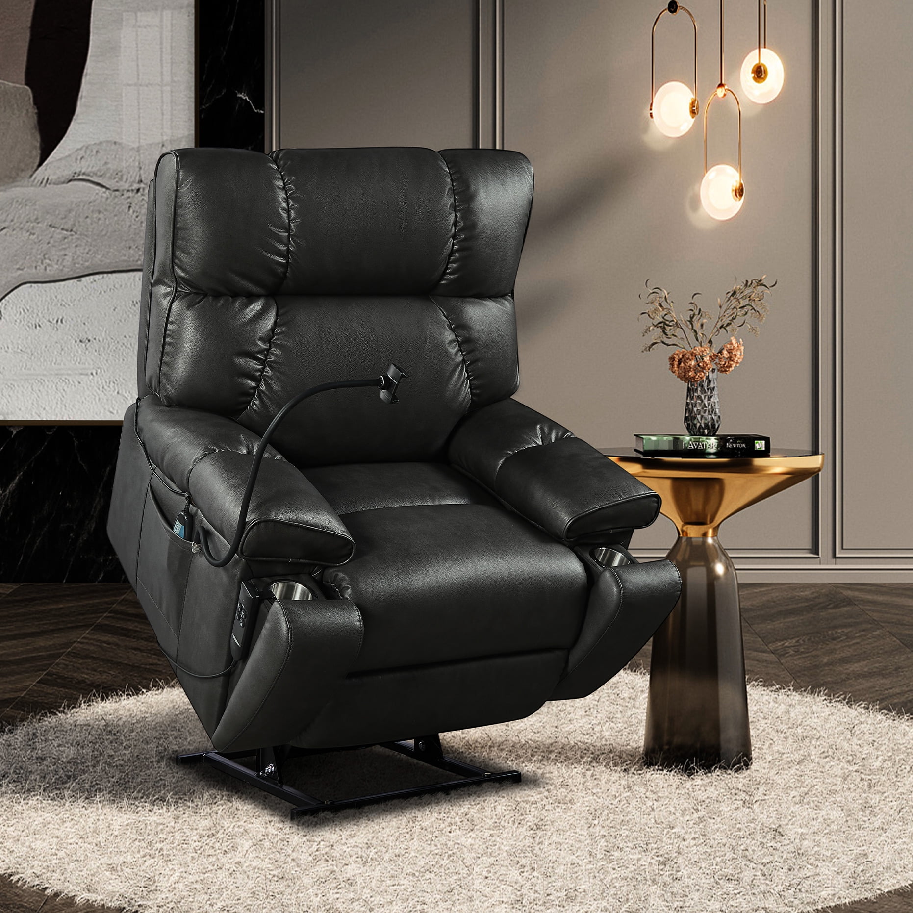 Gray Power Lift Recliner With 2 Motors - Elderly Preferred, Massage ...