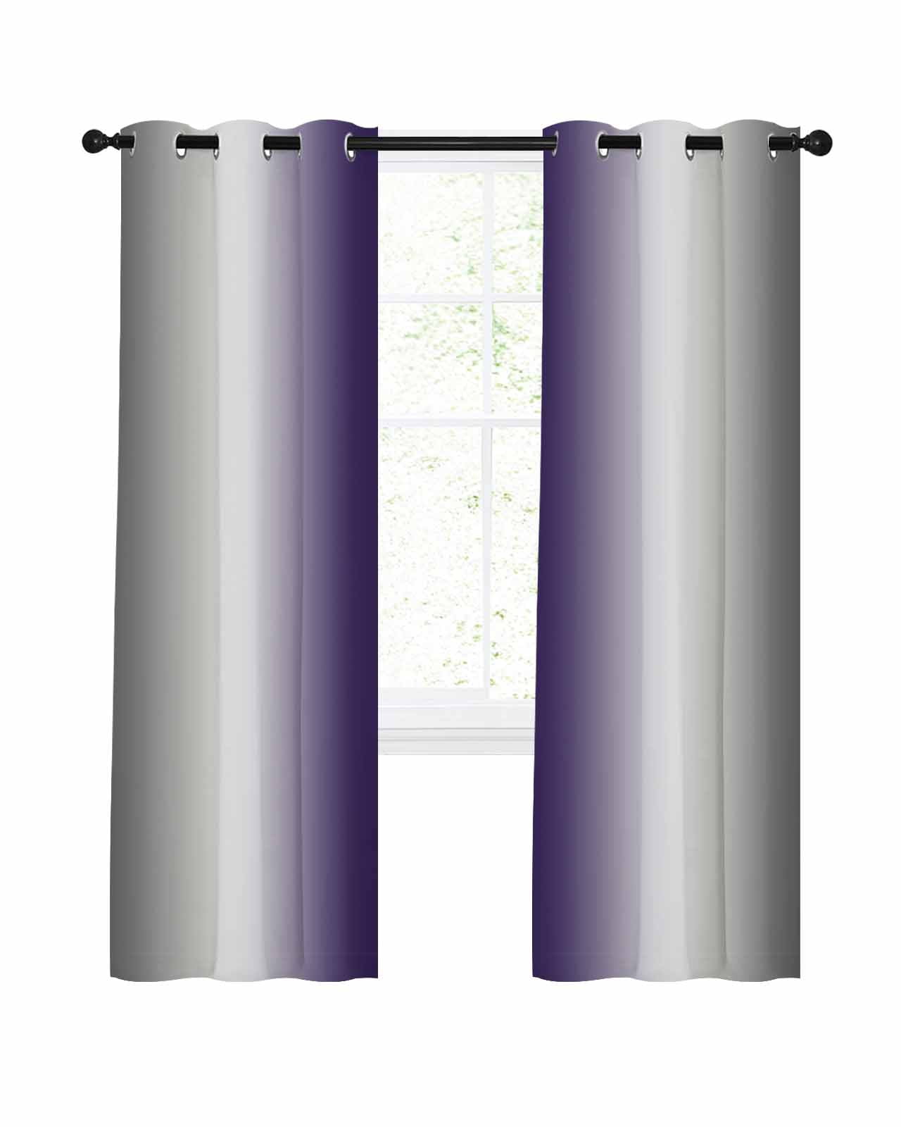 Gray Purple Blackout Curtains 63 Inches Long for Bedroom, Modern ...