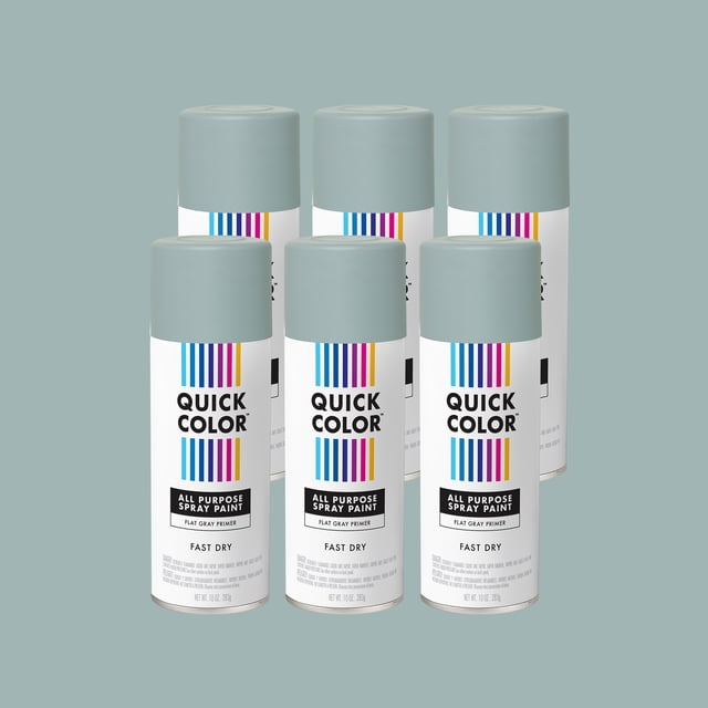 6 Pack, Gray, Quick Color Flat All Purpose Enamel Spray Primer-390617 ...