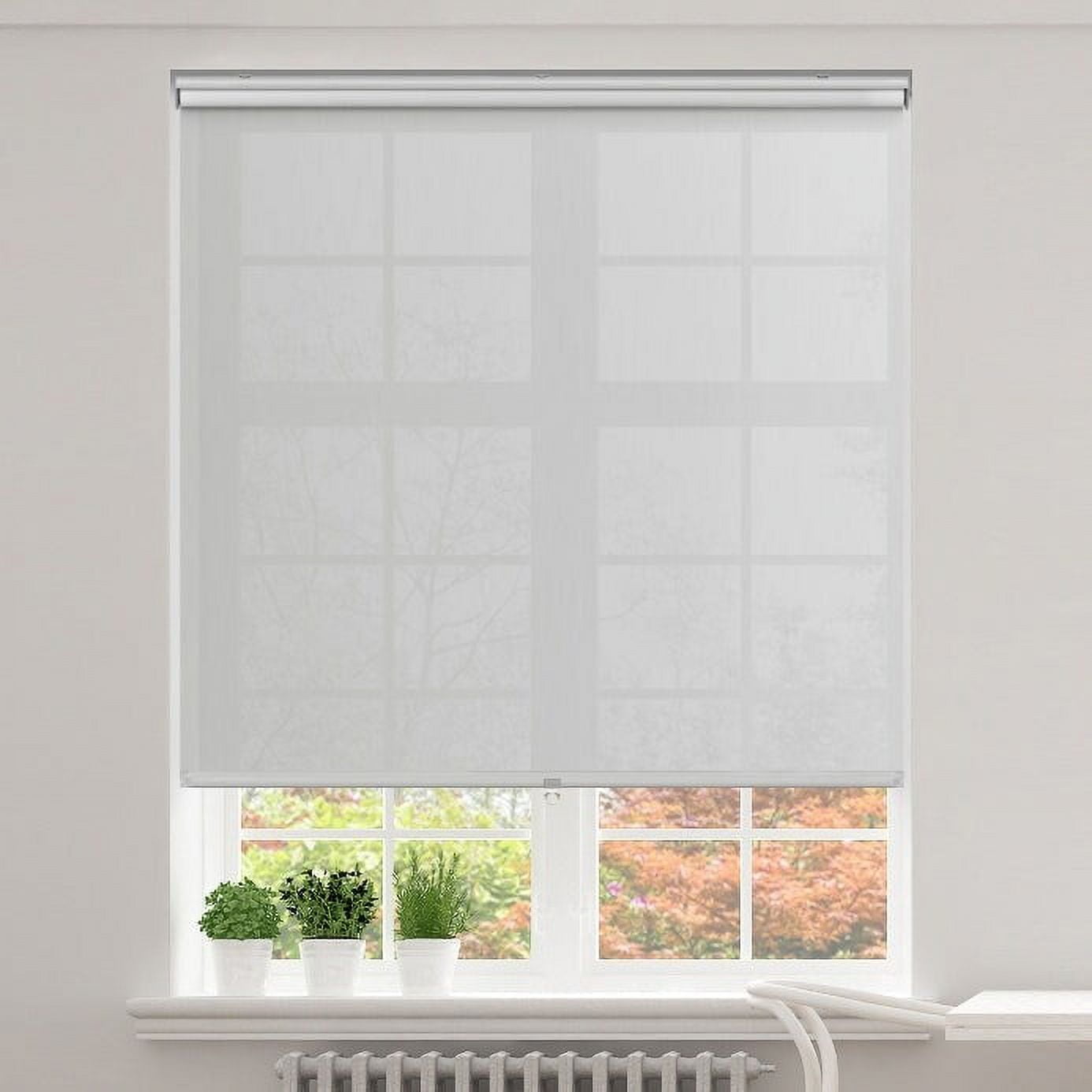Gray Recycled Polyester Fabric Cordless Slow Release Roller Shade 36"W ...