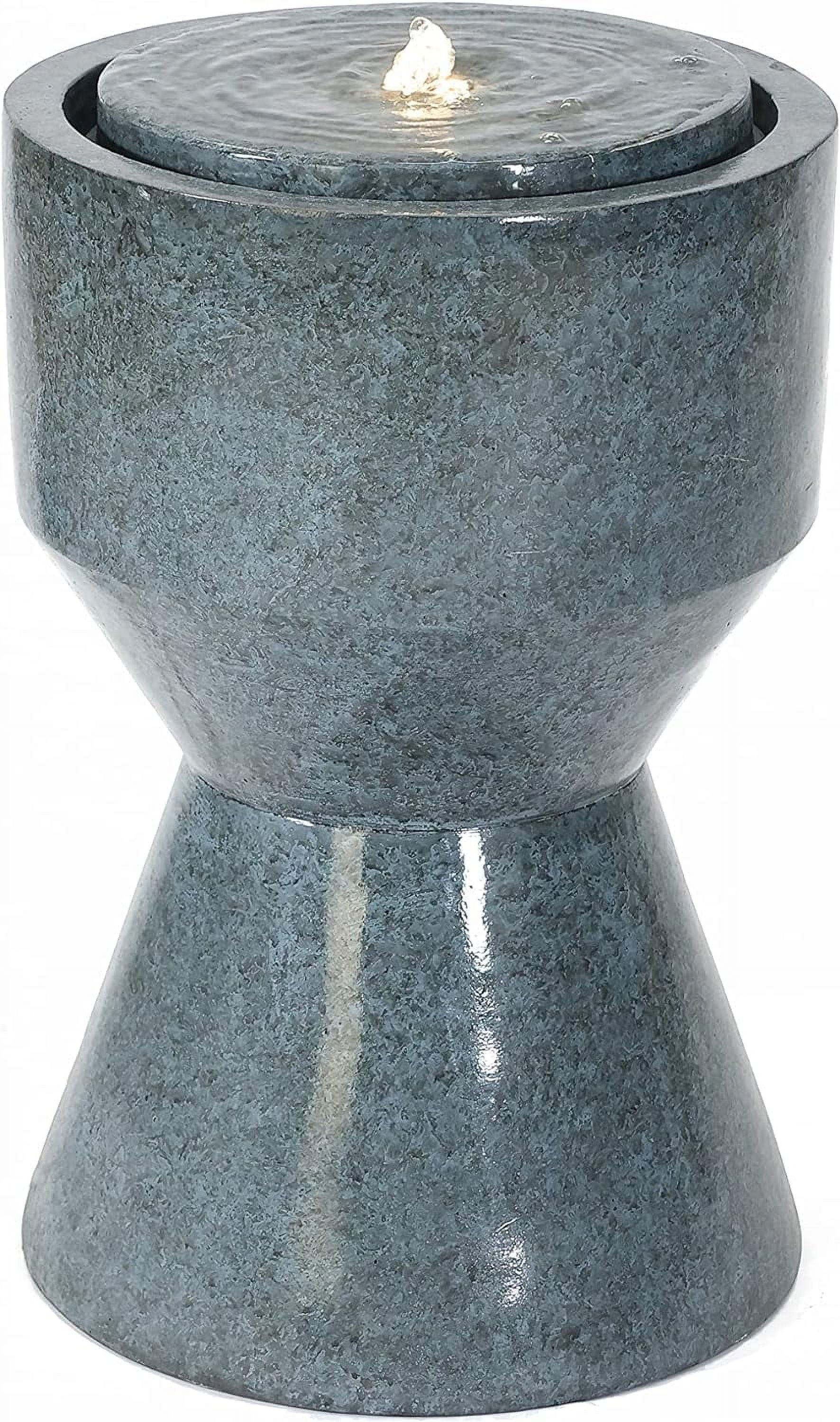 Gray Resin Bubbler Fountain with LED Light, Outdoor Water Fountain with ...