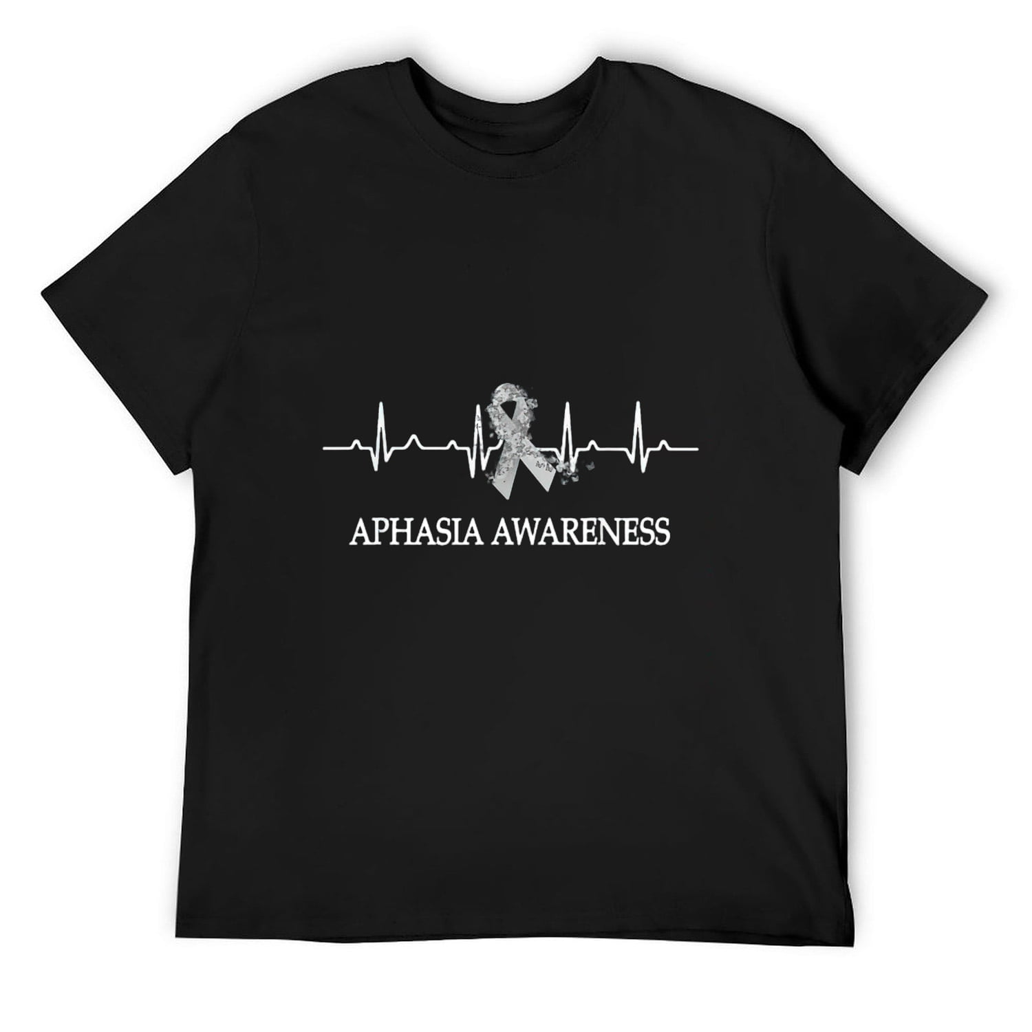 Gray Ribbon Heart Beat Aphasia Awareness Month June T-Shirt Black Small ...