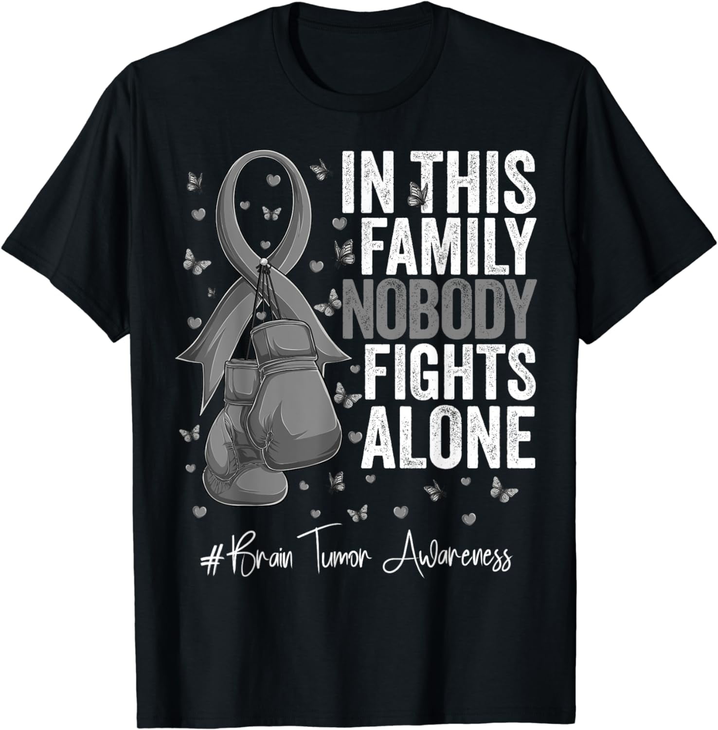 Gray Ribbon Survivor Fighter Brain Tumor Awareness T-Shirt - Walmart.com