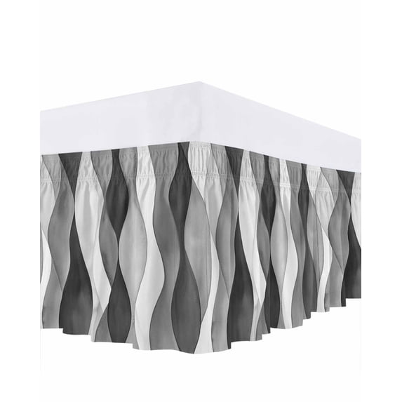Gray Ripple Ruffle Bed Skirt Queen Size Abstract Gradient Adjustable ...