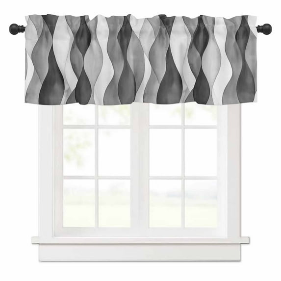 Gray Ripple Valances for Windows Abstract Gradient Rod Pocket Curtain ...