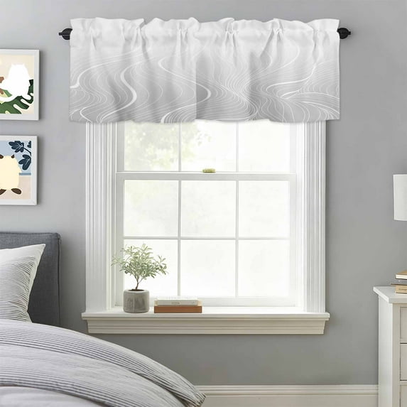 Gray Ripple White Geometric Stripes Valances for Windows,Rod Pocket ...