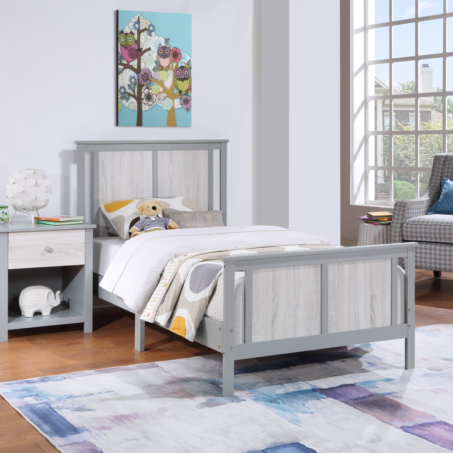 Gray/Rockport Gray Reversible Twin Panel Bed with Elegant and Versatile ...