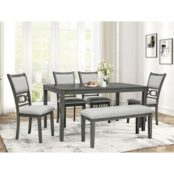 Gray Rubberwood Construction - Seats 6 at Once - Dining Room ...