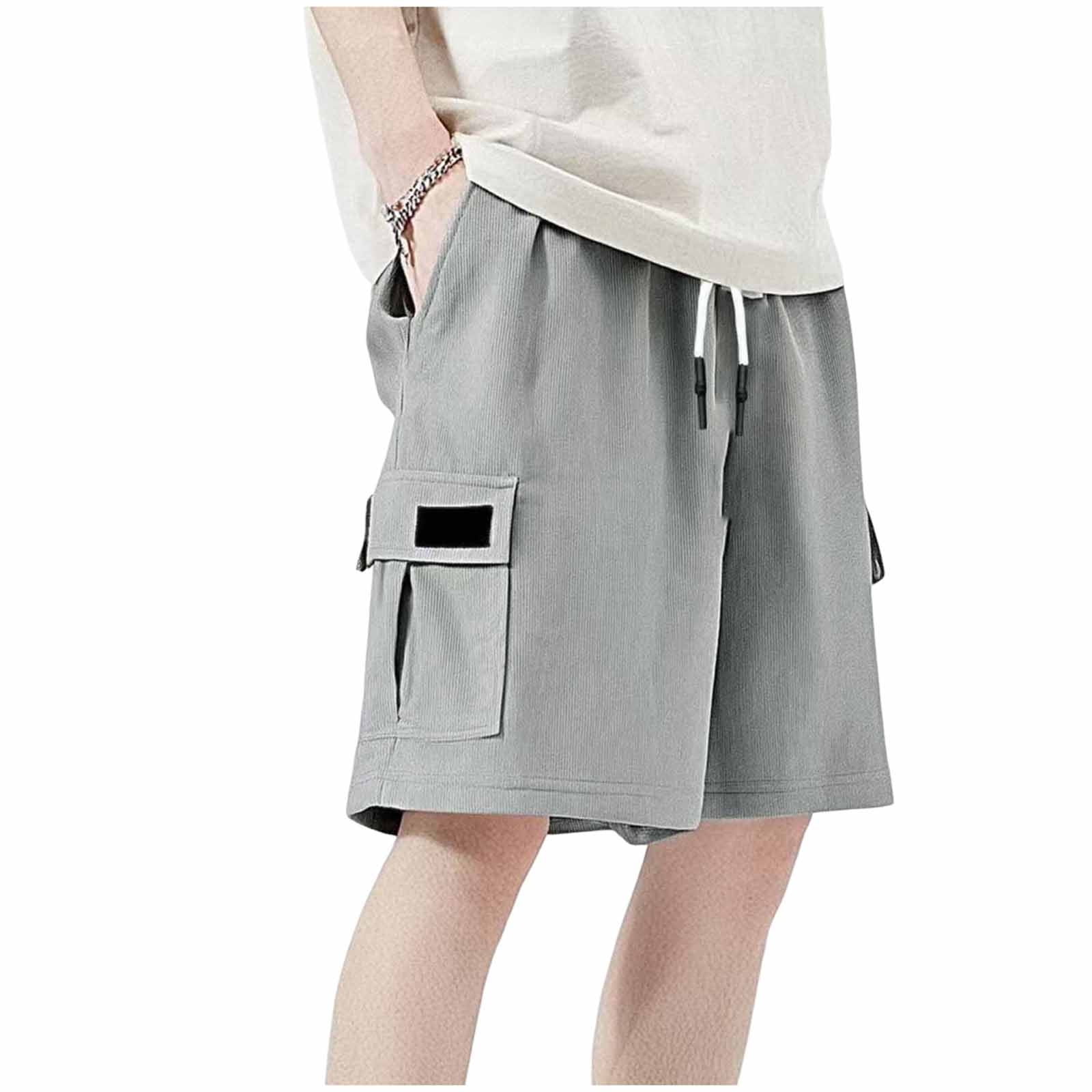 Gray Ruched Straight Leg Basic Wild Cargo Brunch Going Out for Man Fall ...