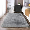 Gray Rugs for Bedroom Small Throw 3x4 Area Faux Fur Rug Washable Fluffy ...