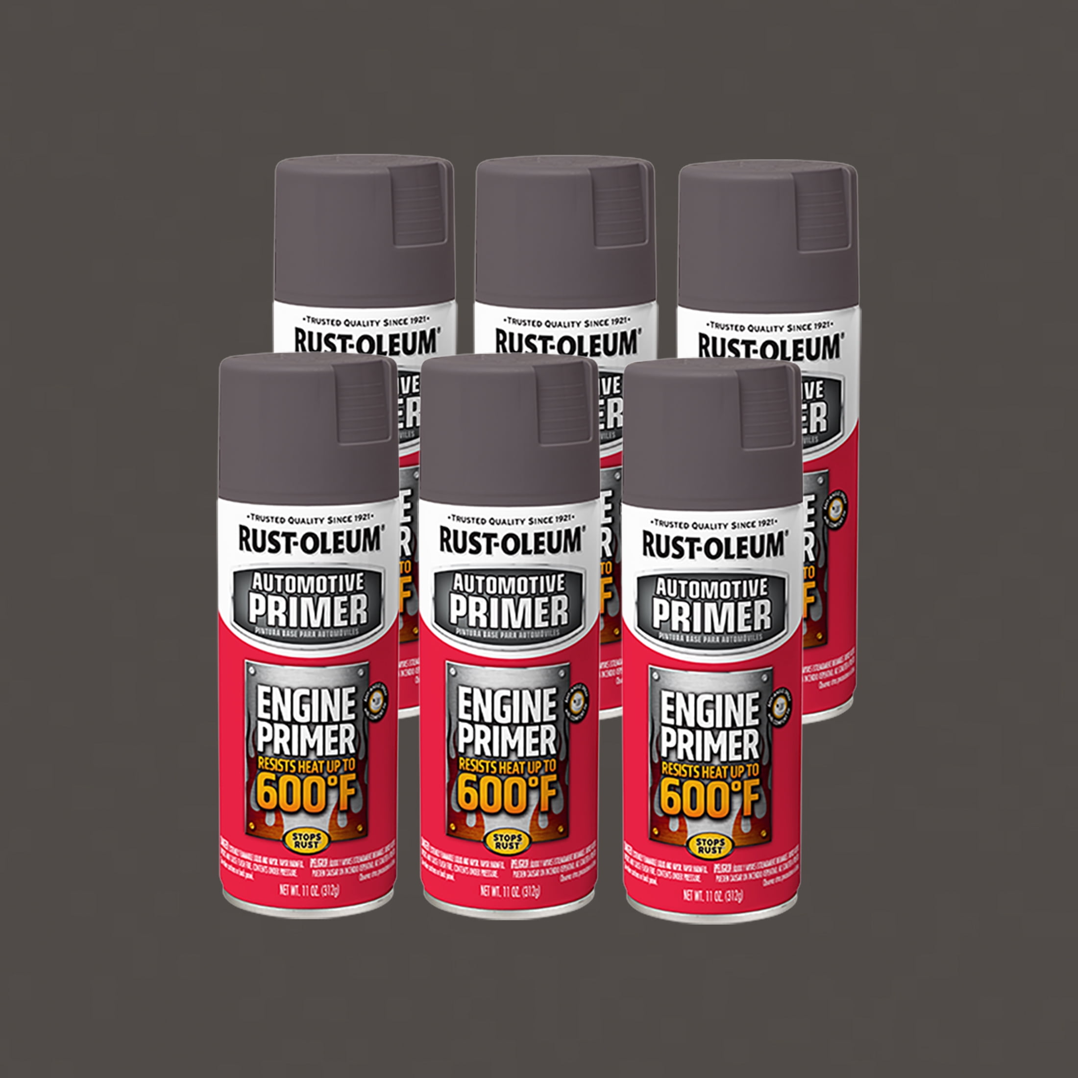 6 Pack, Gray, Rust-Oleum Automotive Engine 600 Degree Flat Enamel Spray ...