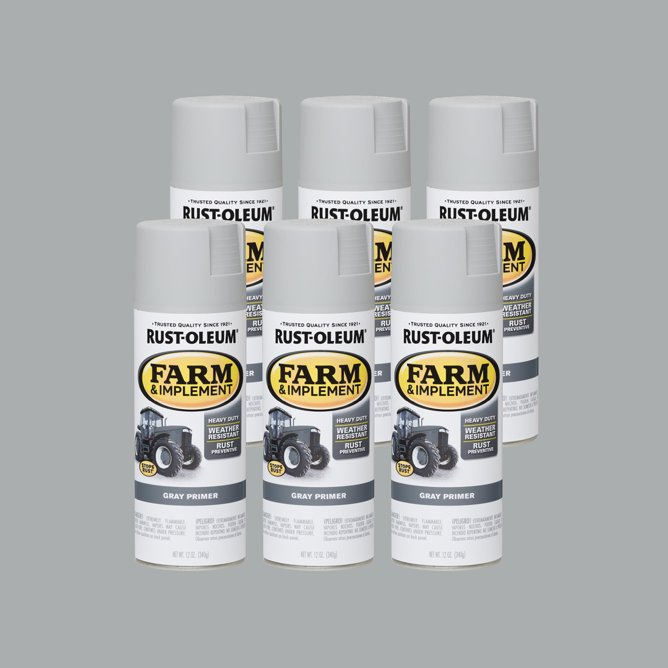 6 Pack, Gray, Rust-Oleum Flat Specialty Farm and Implement Primer Spray ...