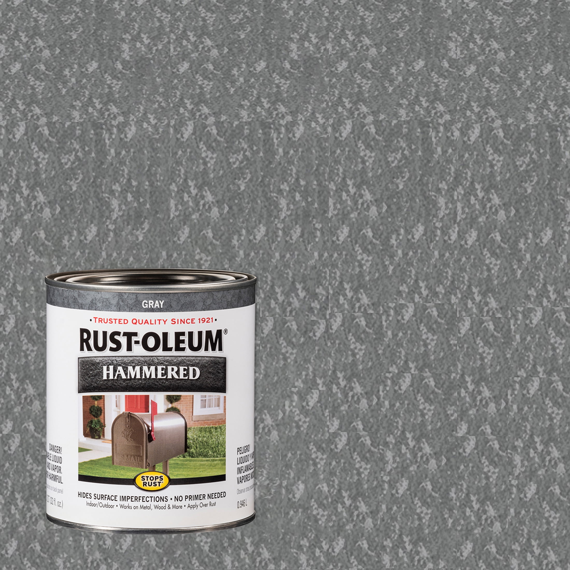 2 Pack, Gray, Rust-Oleum Stops Rust Hammered Paint- Quart - Walmart.com