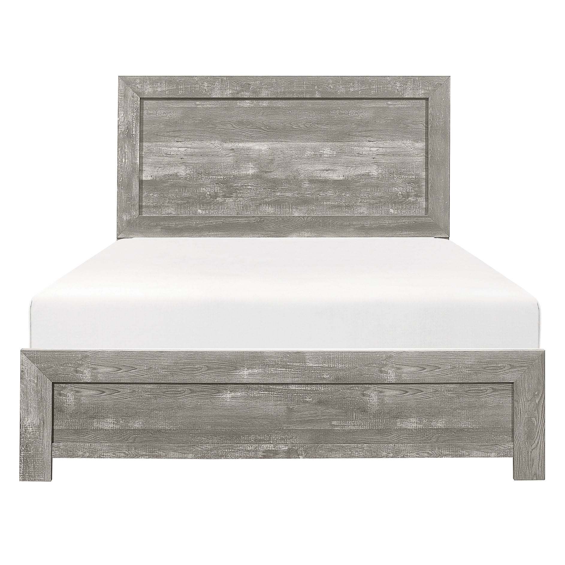 Gray Rustic Style Full Size Bed Frame, One Piece, Simple Assembly ...
