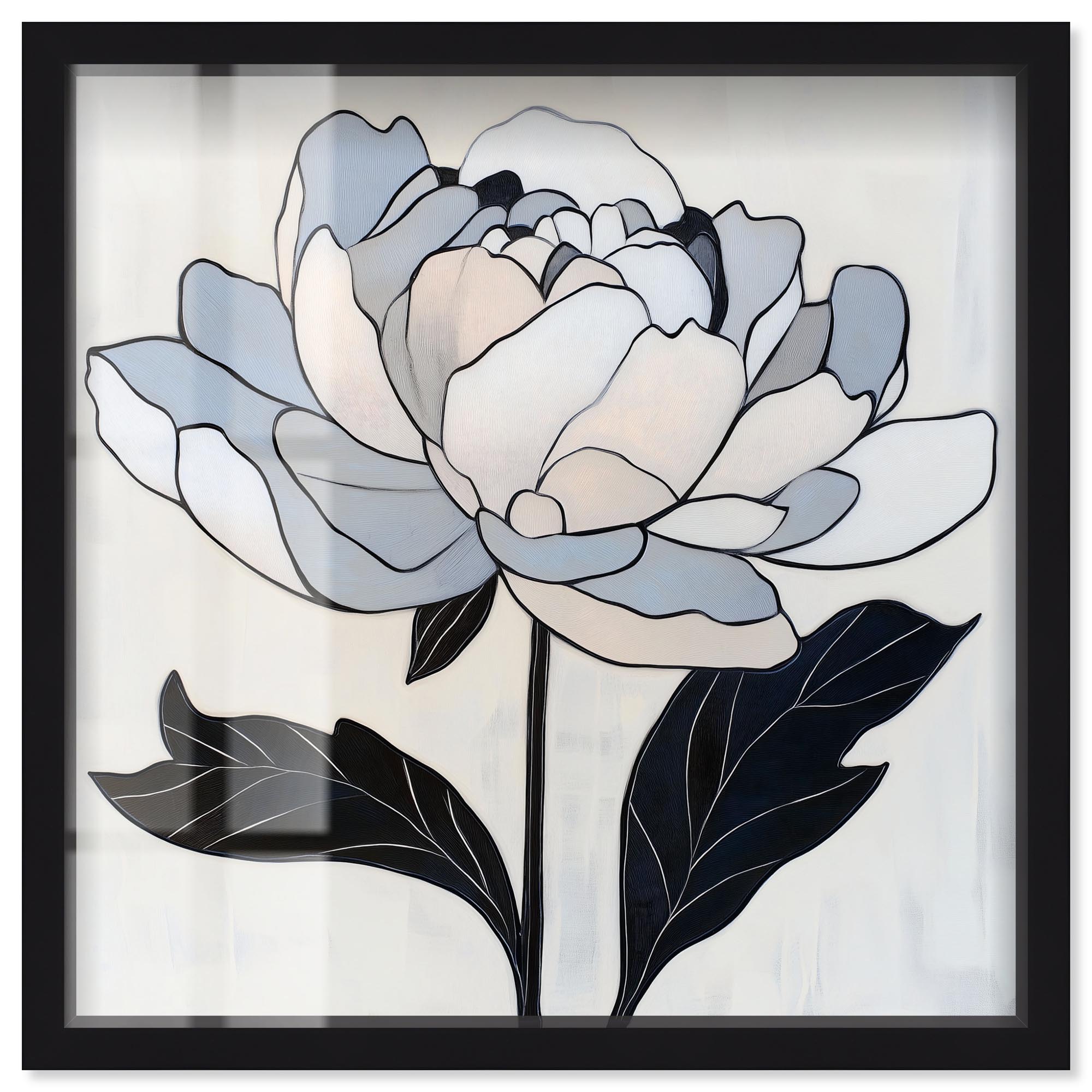 Gray Scale Flower I Shadowbox Print Elegant Floral Decor by Art Remedy ...