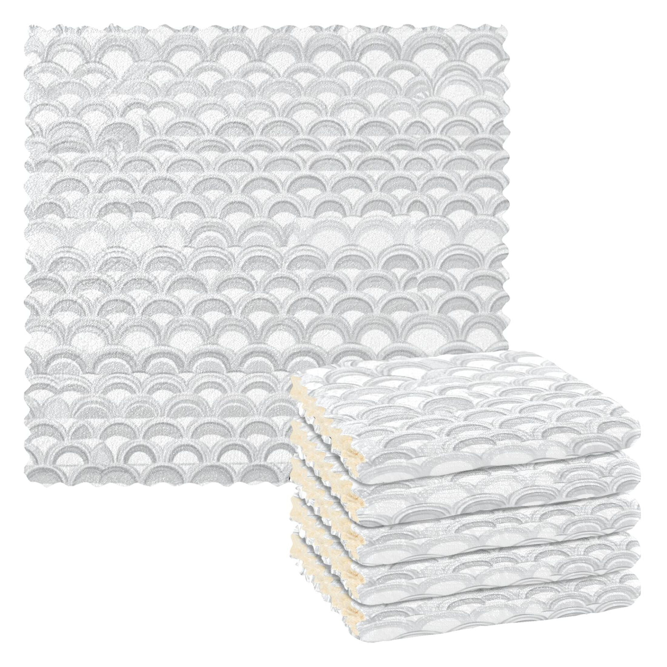 Gray Scallop Pattern Design 6 Pack Kitchen Cleaning Cloths 11'' x 11 ...