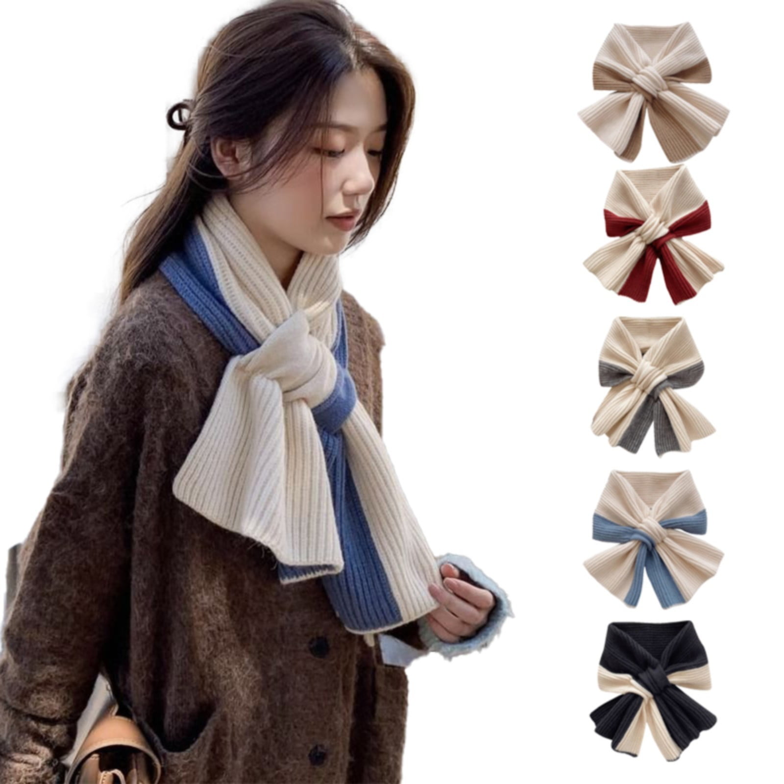 Gray Scarf Winter Color Matching Scarf Versatile Windproof Neck Scarves ...