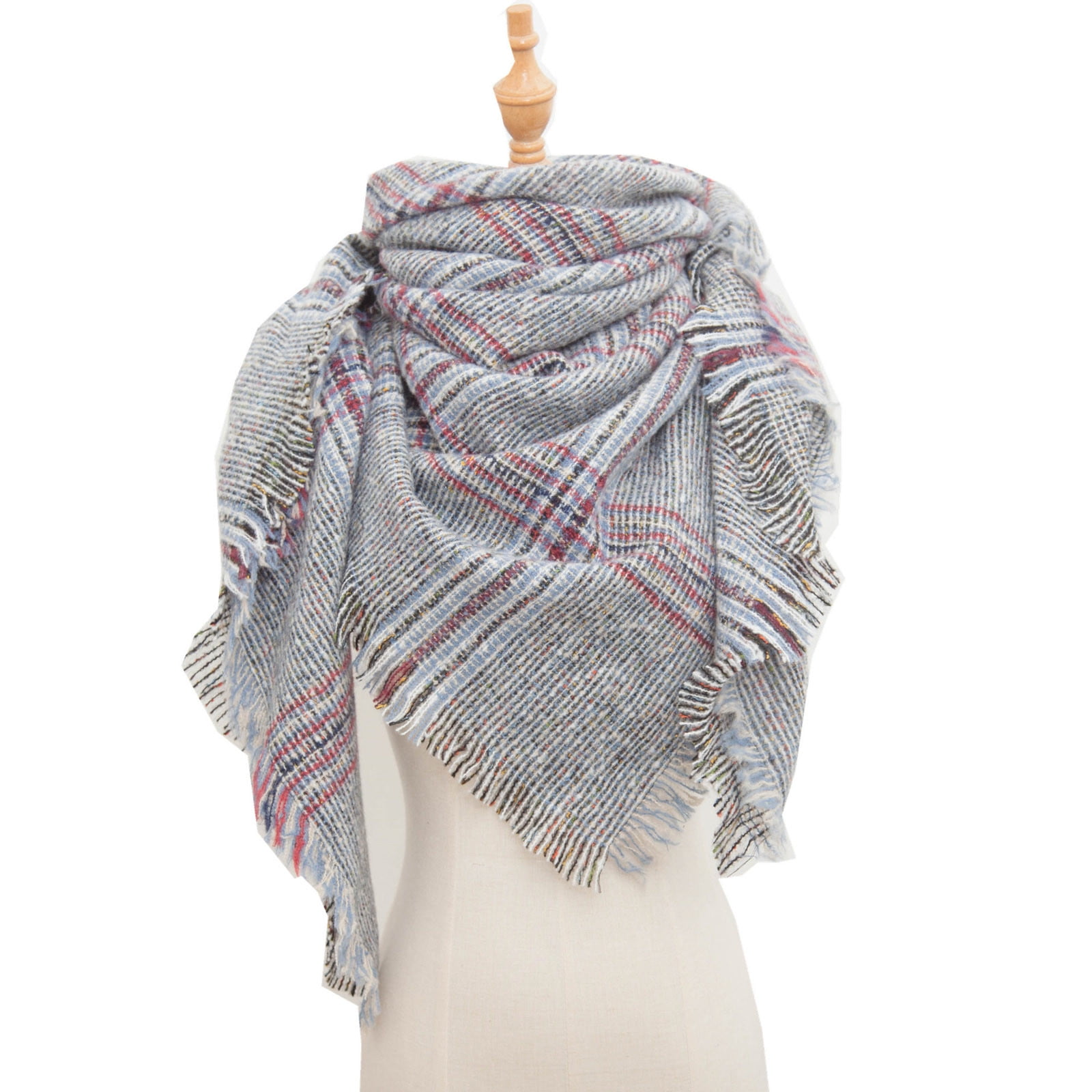 Gray Scarf for Women Fall Winter Scarf Classic Tassel Plaid Scarf Warm ...