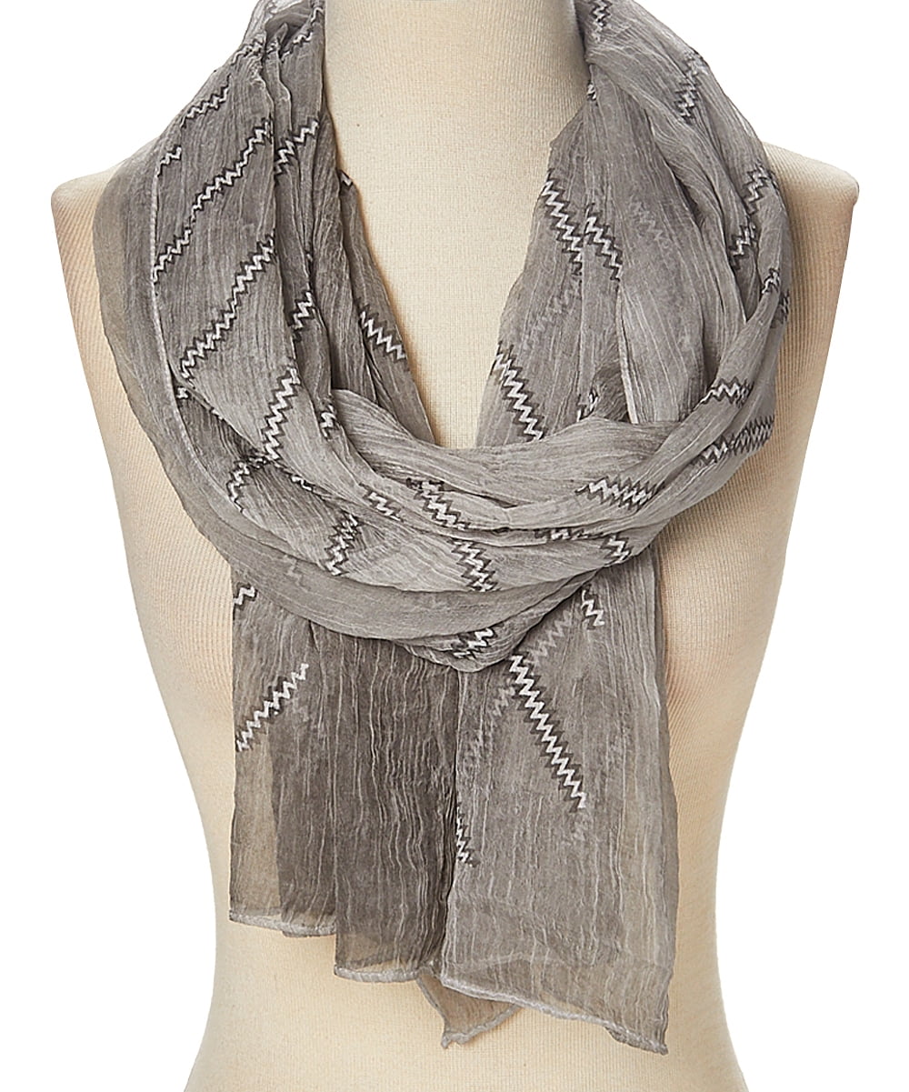 Gray Scarfs for Women Winter Summer Fashion Zigzag Scarves Lightweight ...