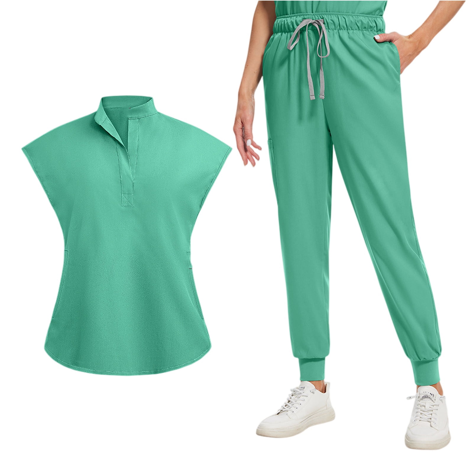 Gray Scrubs For Woman Set,Scrubs Medical Uniform,Stretchable,Quick ...
