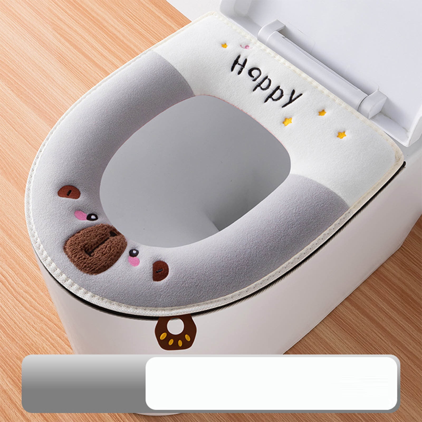 Gray All Season Thickened Zipper Toilet Seat Cover, Cartoon Handle ...