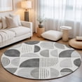 Gray Semicircles Round Living Room Rugs 5 ft, Boho Art Modern Gray ...