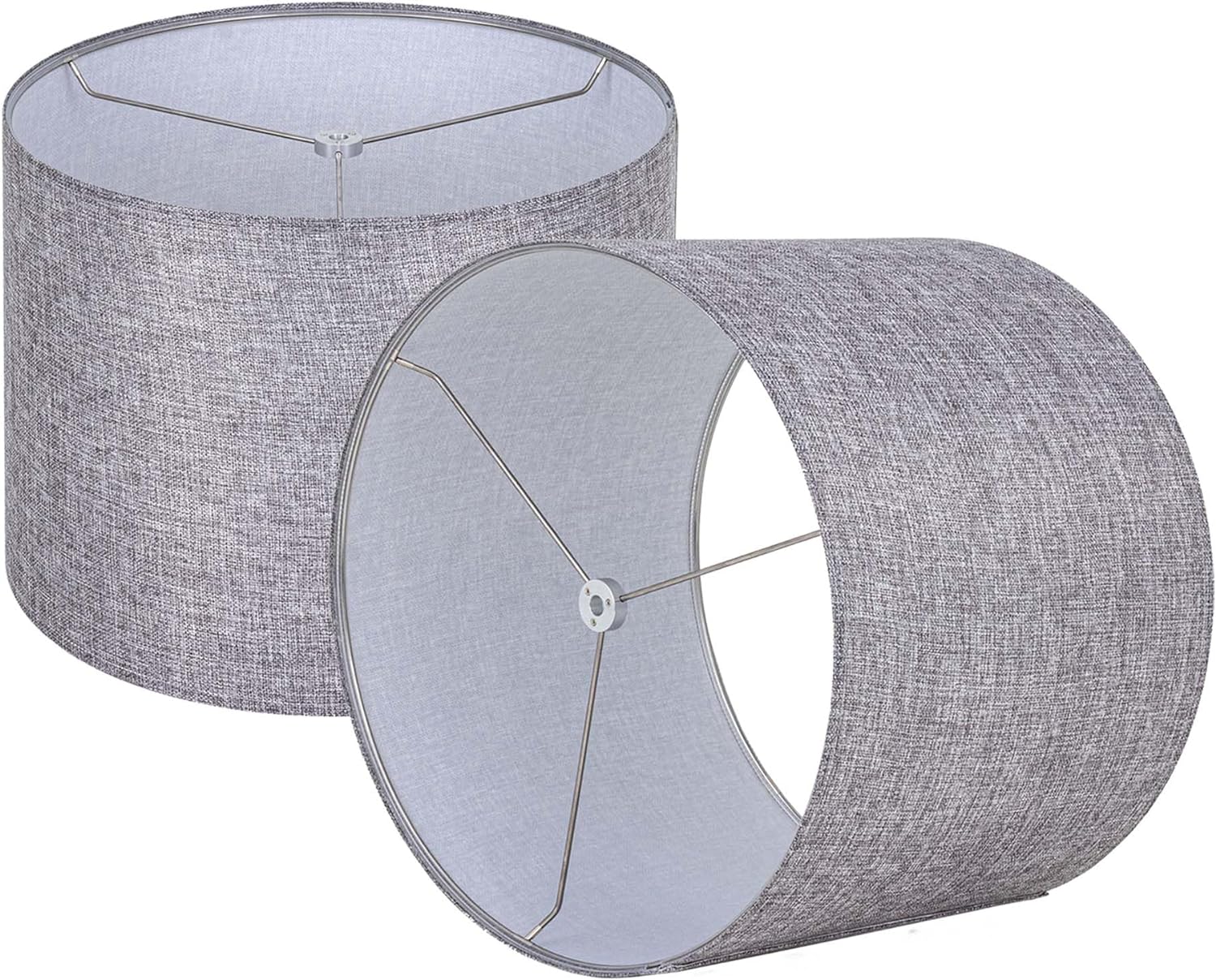 Gray Set of 2 Drum Lampshades, Easy Assembly Required 16" Top x 16 ...