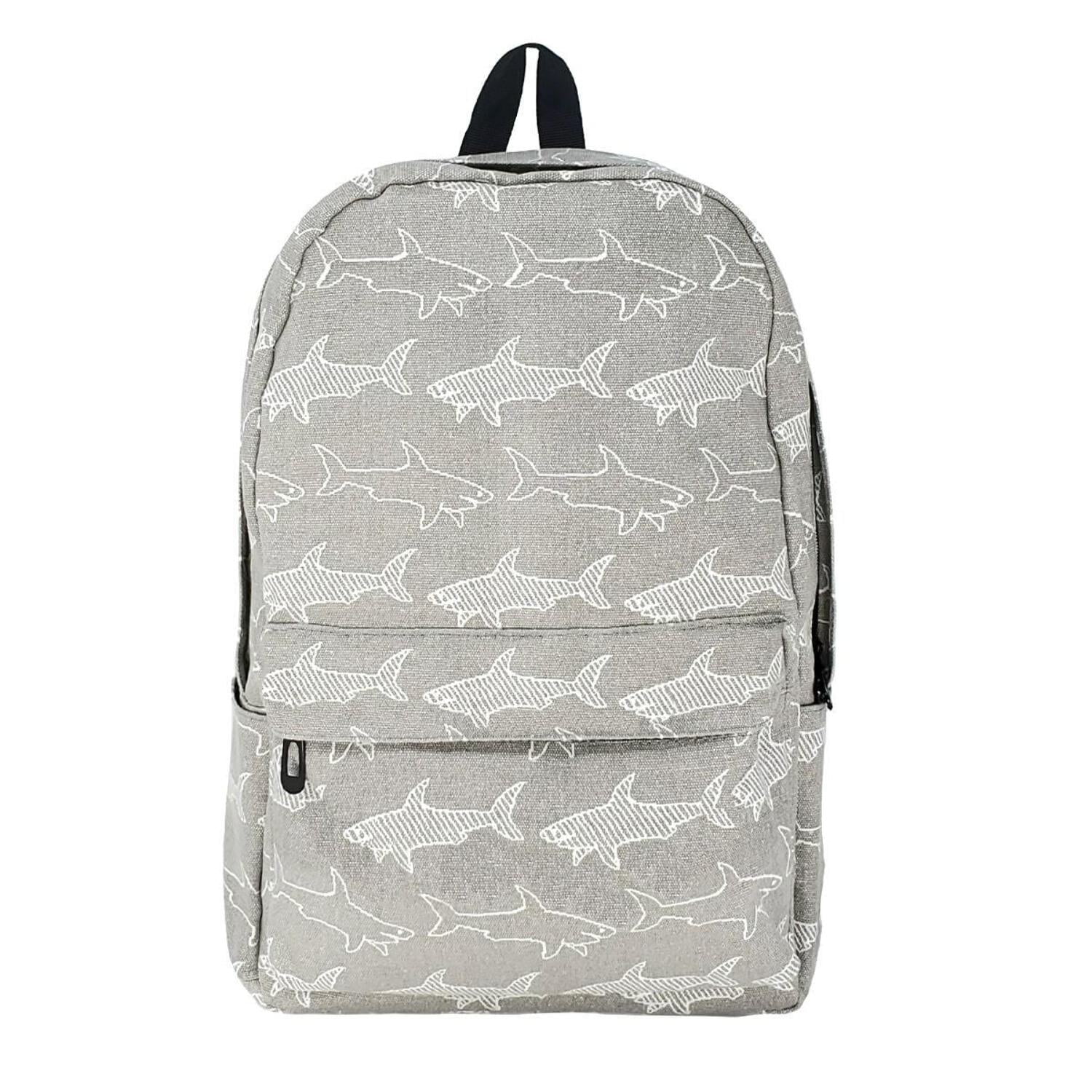 Gray Shark Great White Jaws Fish Unisex Canvas School Laptop Backpack - Walmart.com