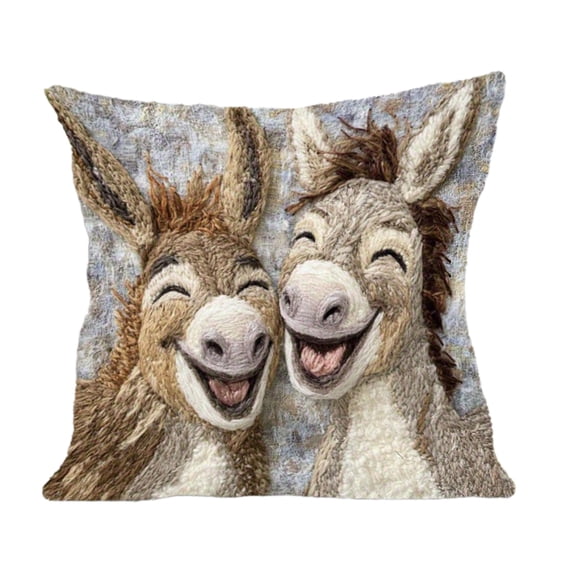 Gray Short Lint Pillow Cover With Decorative Animal Print For Sofa Bed ...